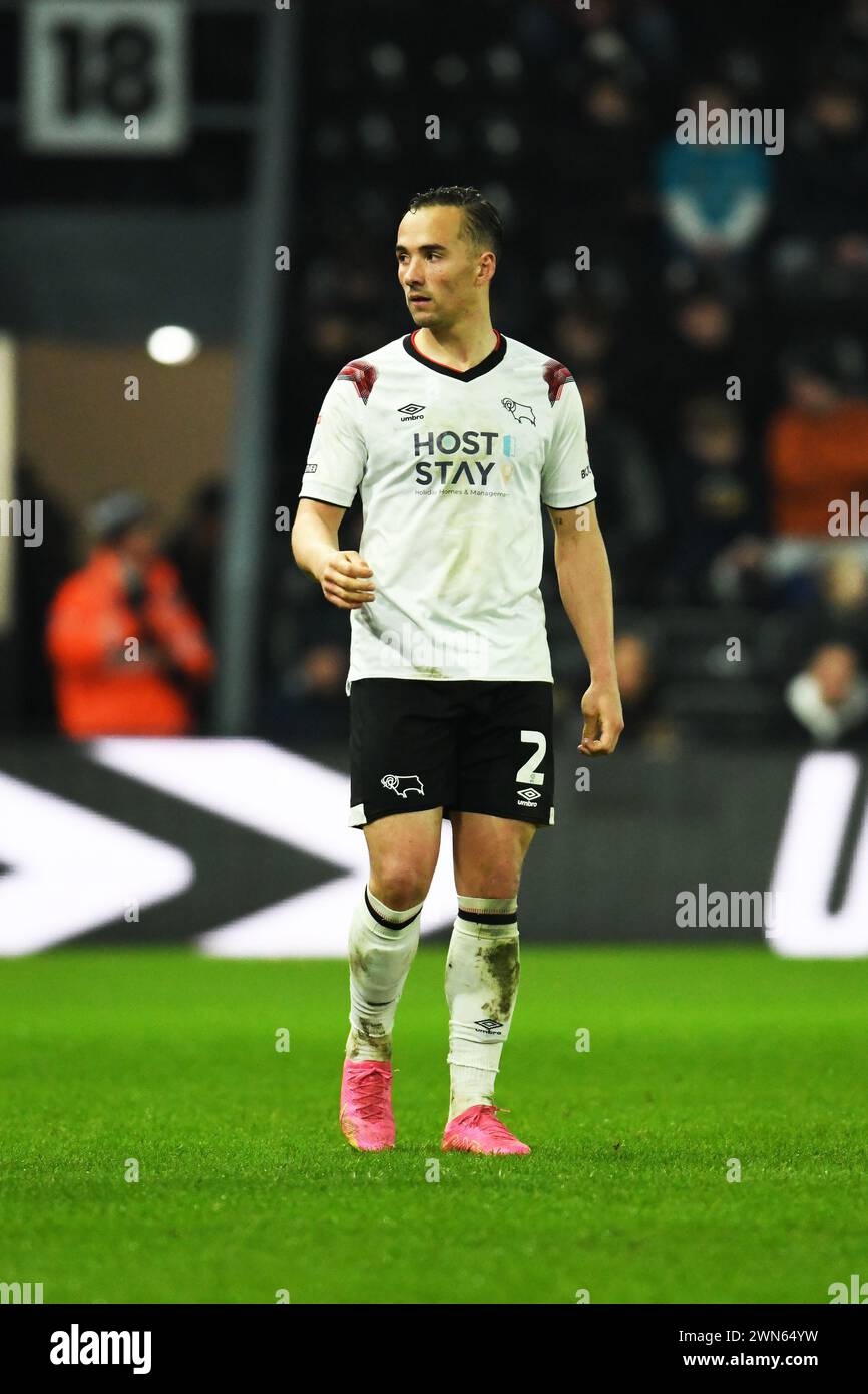 Derby, UK. 27th Feb, 2024. Derby County defender Kane Wilson (2) during ...