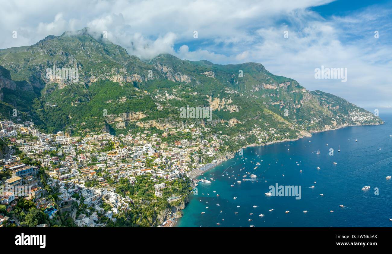 Positano iconic cliffside village cascades to the Amalfi Coast azure ...