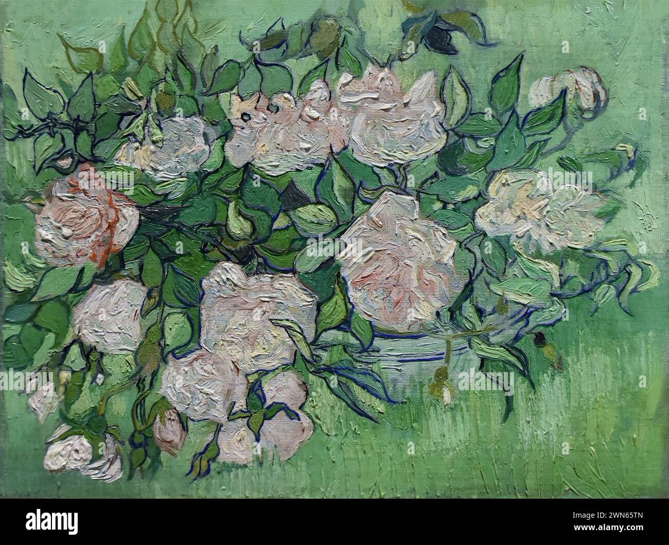 Van Gogh Vincent - Van Gogh Still life with pink roses (1890 Stock ...