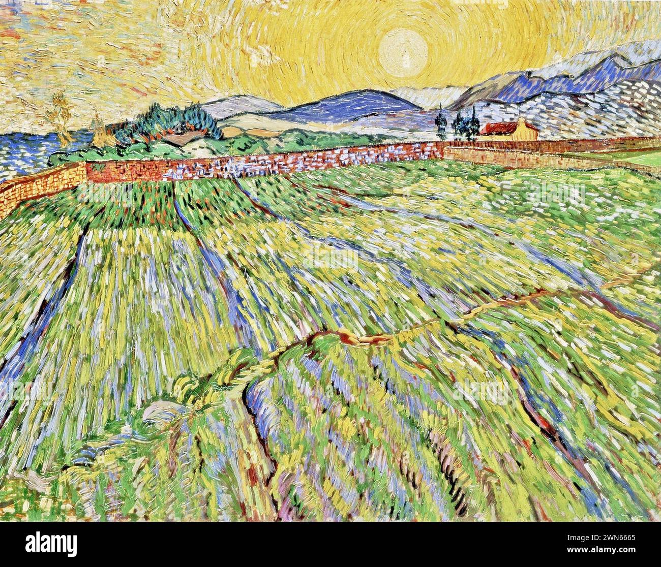 Van Gogh Vincent - Wheat field with rising sun (1889 Stock Photo - Alamy
