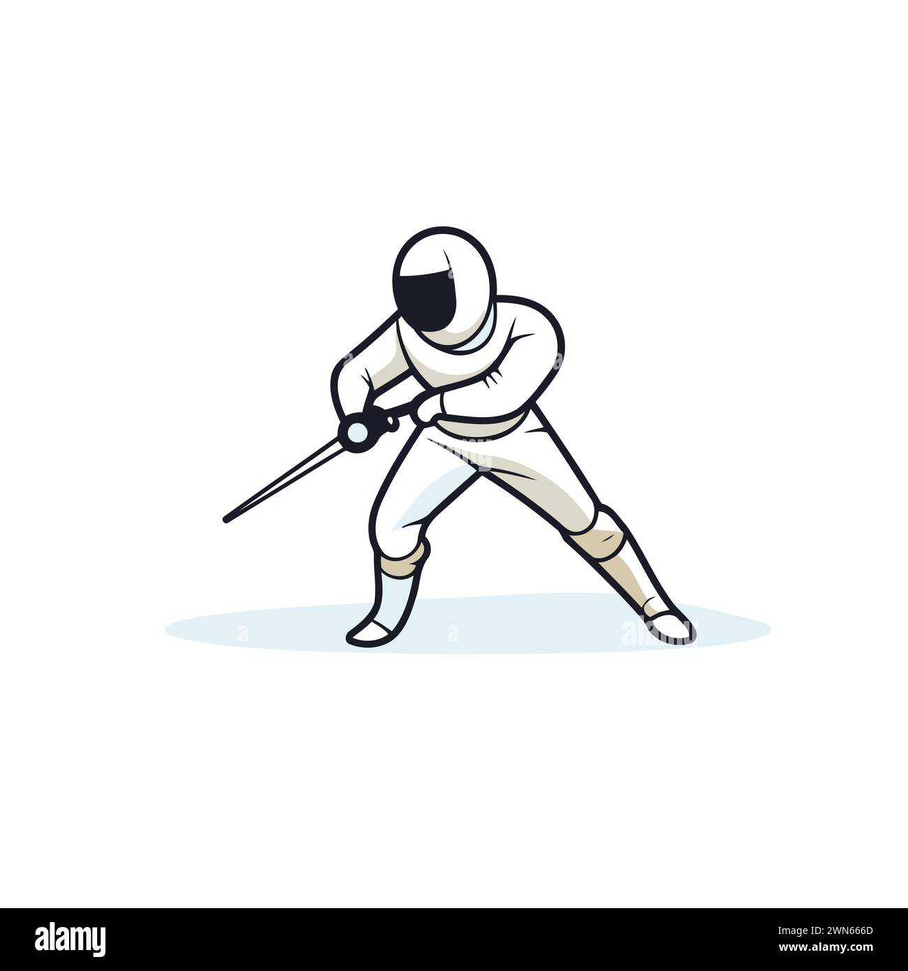 Fencing sport icon on white background. Vector illustration in cartoon ...