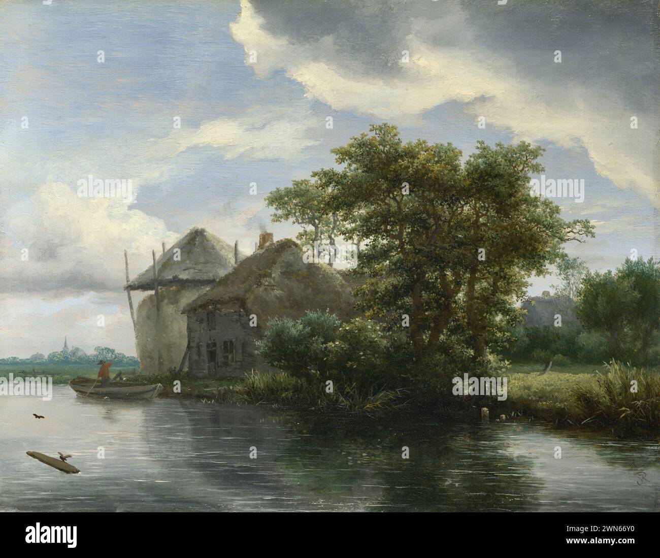 Van Ruisdael Jacob - A Cottage and a Hayrick by a River (1646 50c Stock ...