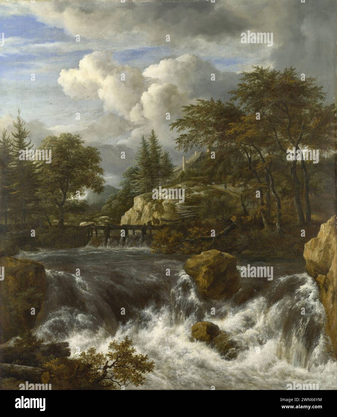 Van Ruisdael Jacob - A Waterfall in a Rocky Landscape (1660 70c Stock ...