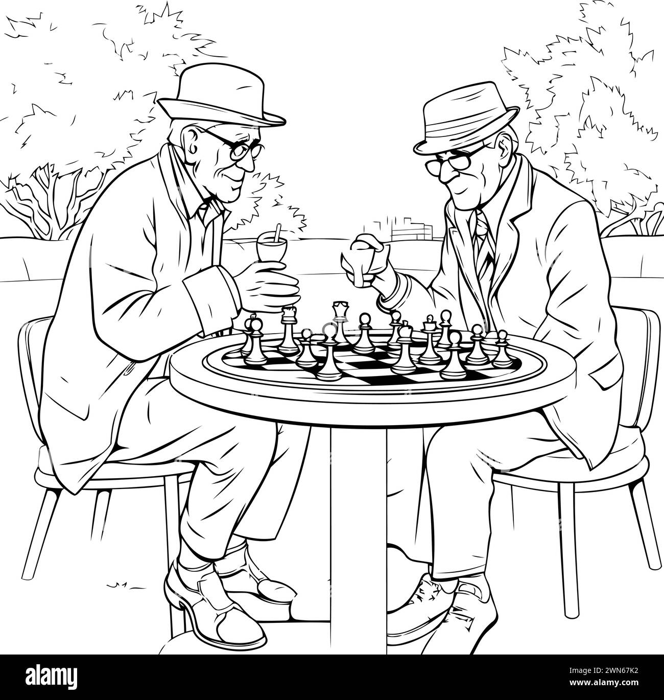 Two men playing chess in Stock Vector Images - Alamy