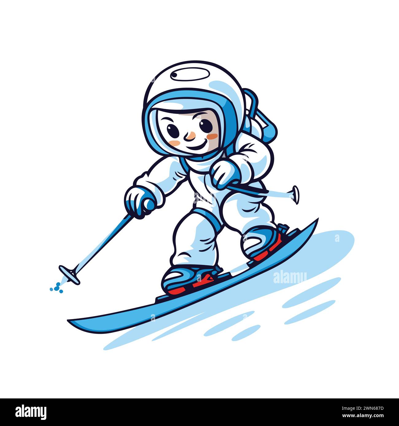 Cartoon skier. Vector illustration. Isolated on white background Stock ...