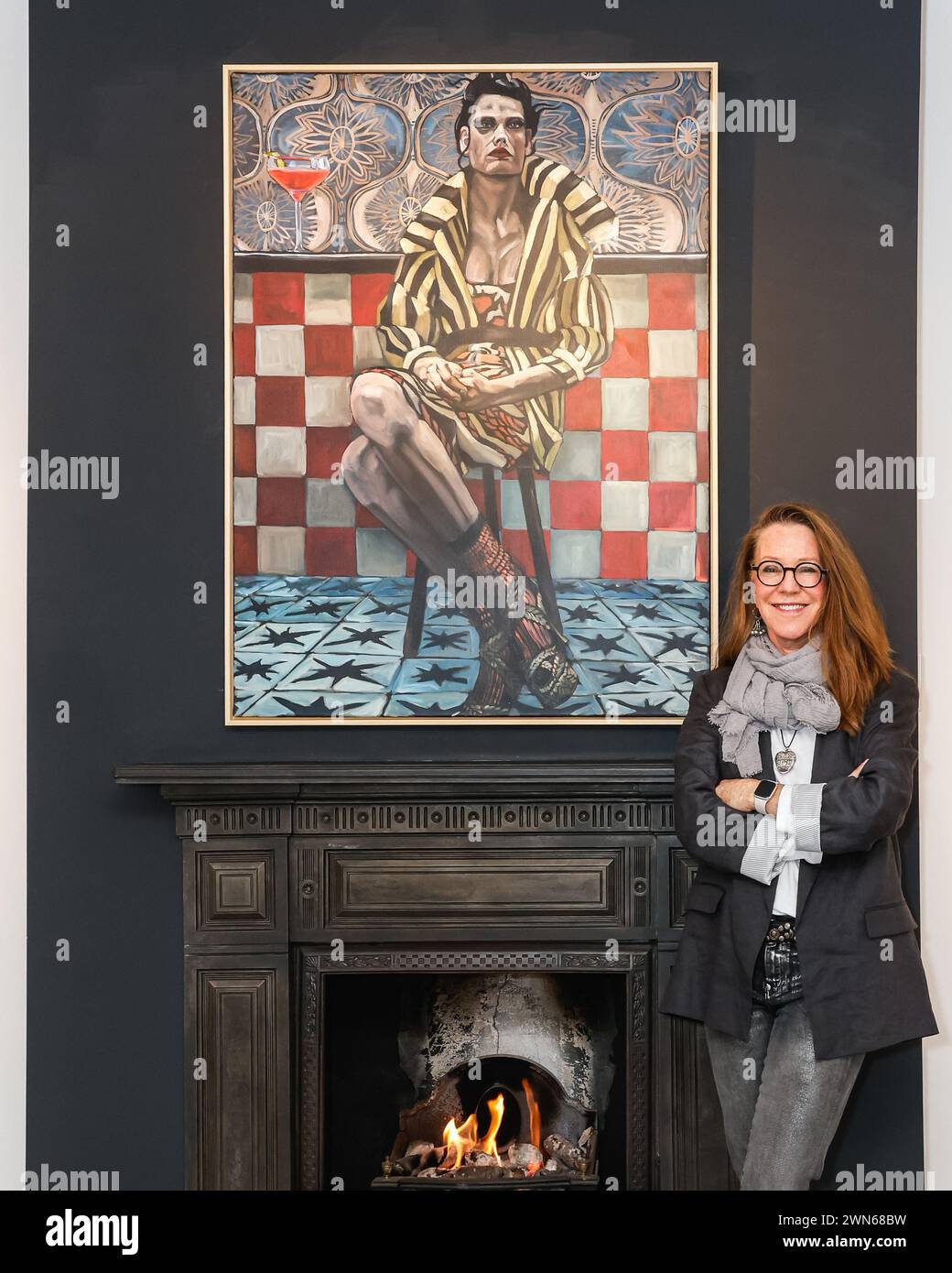 London, UK. 29th Feb, 2024. Artist Belinda Eaton with her work 'Pink ...