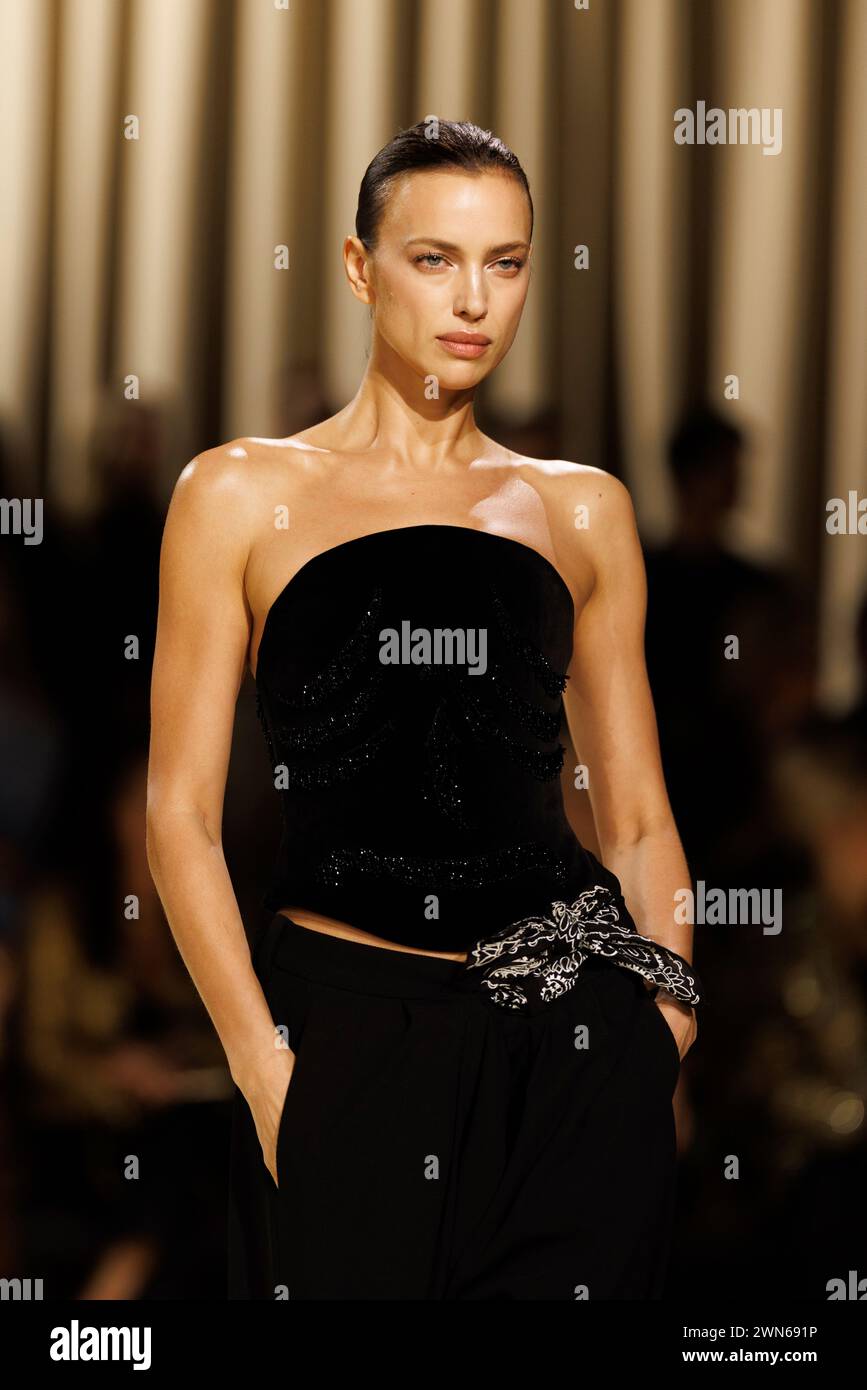 Irina Shayk wears a creation for the Schiaparelli Fall/Winter 2024-2025 ...