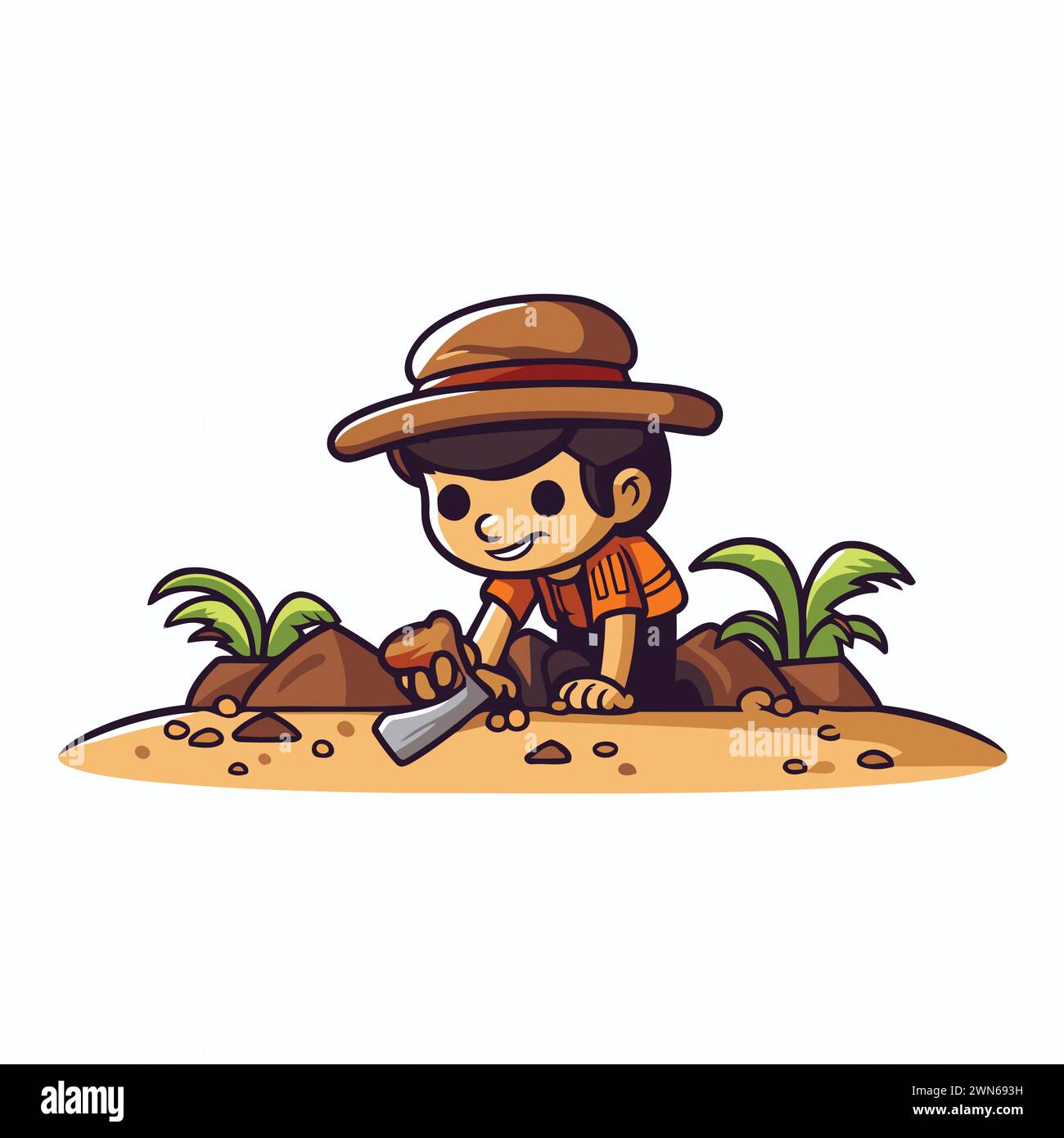 Worker digging a hole Cut Out Stock Images & Pictures - Alamy