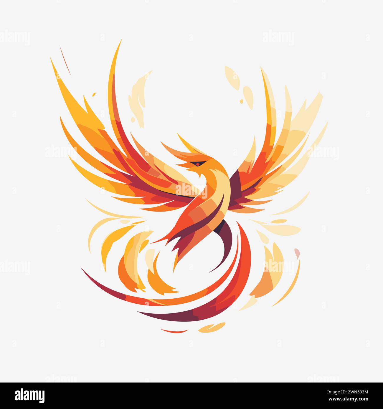 Abstract bird with wings on a white background. Design element. Vector ...