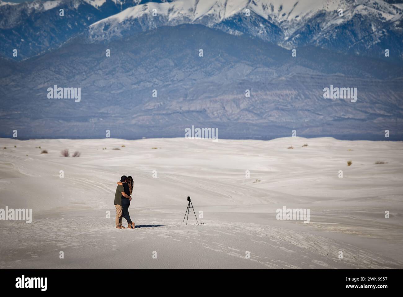 An unidentified man and woman take a selfie at White Sands National ...