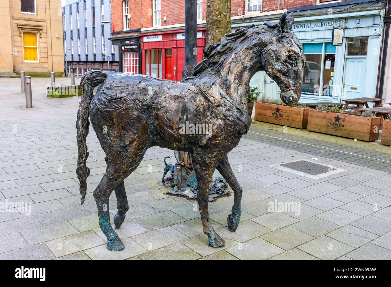Bronze horse sculpture by Emma Rodgers, depicting Salford's pioneering ...