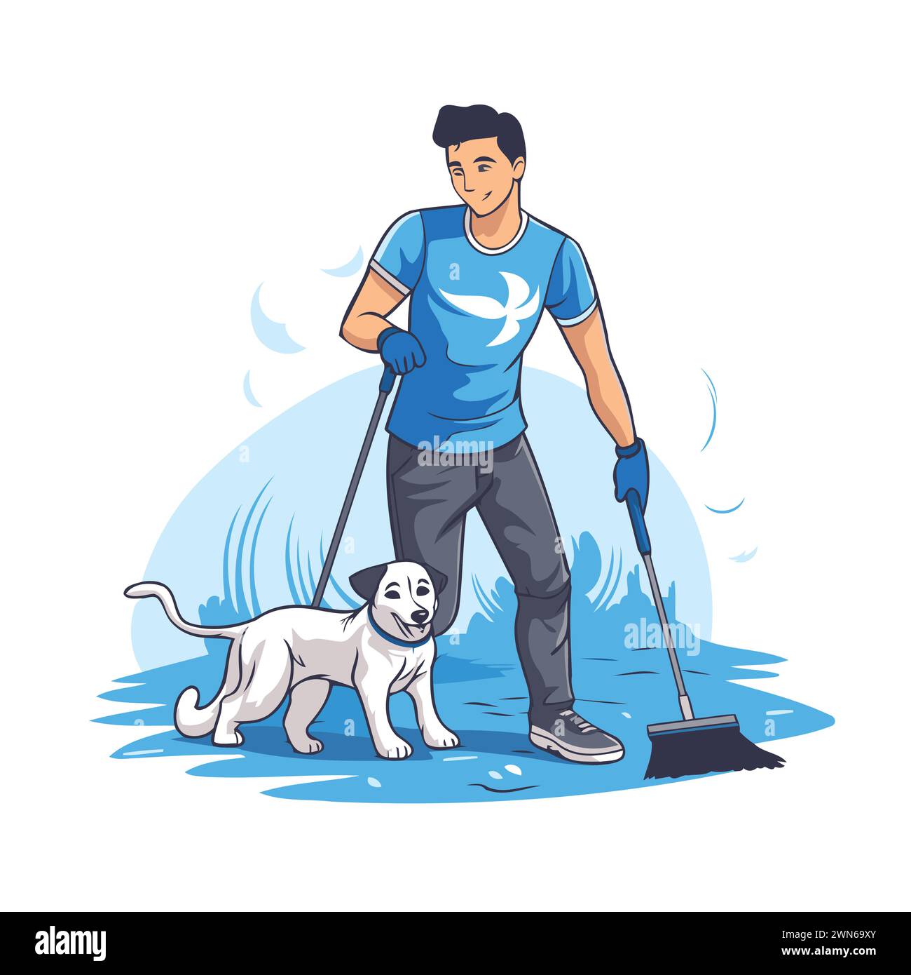 Person cleaning beach Stock Vector Images - Alamy