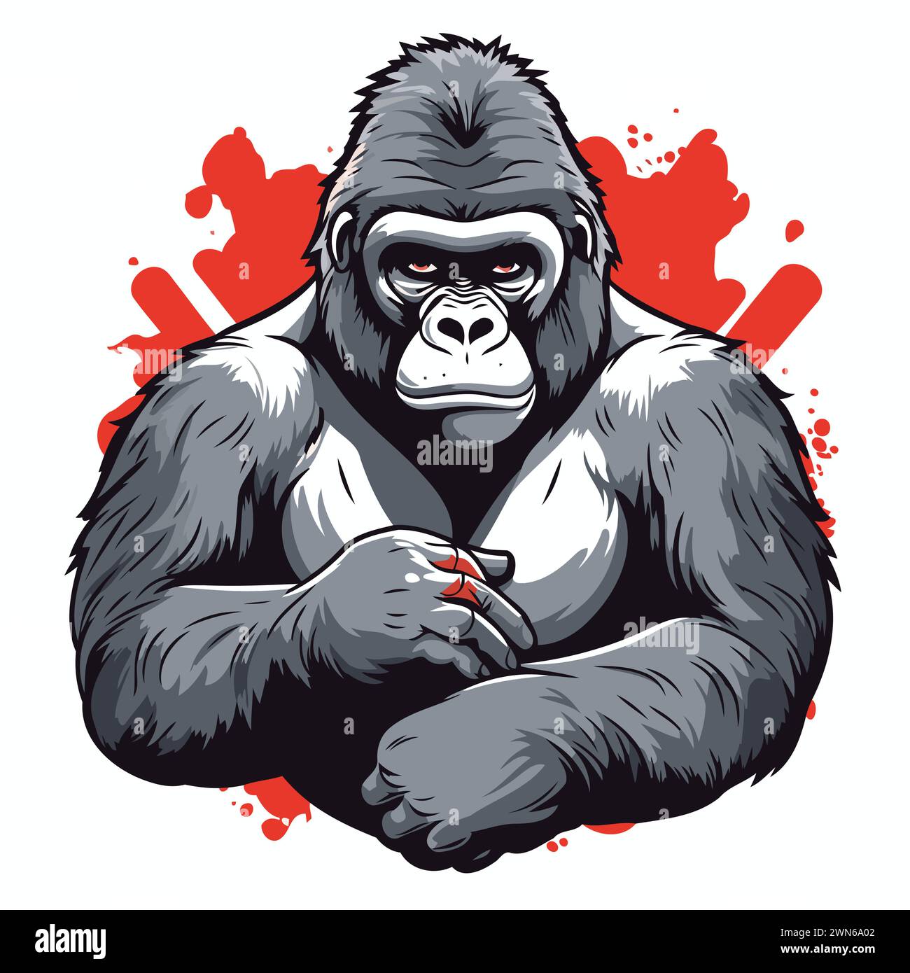 Gorilla with red splashes on white background. Vector illustration ...