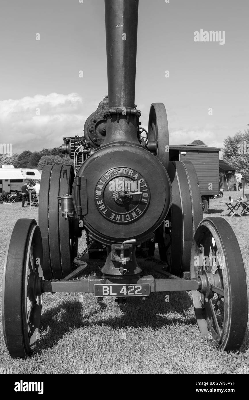 Historic vintage agricultural steam traction engine Black and White ...