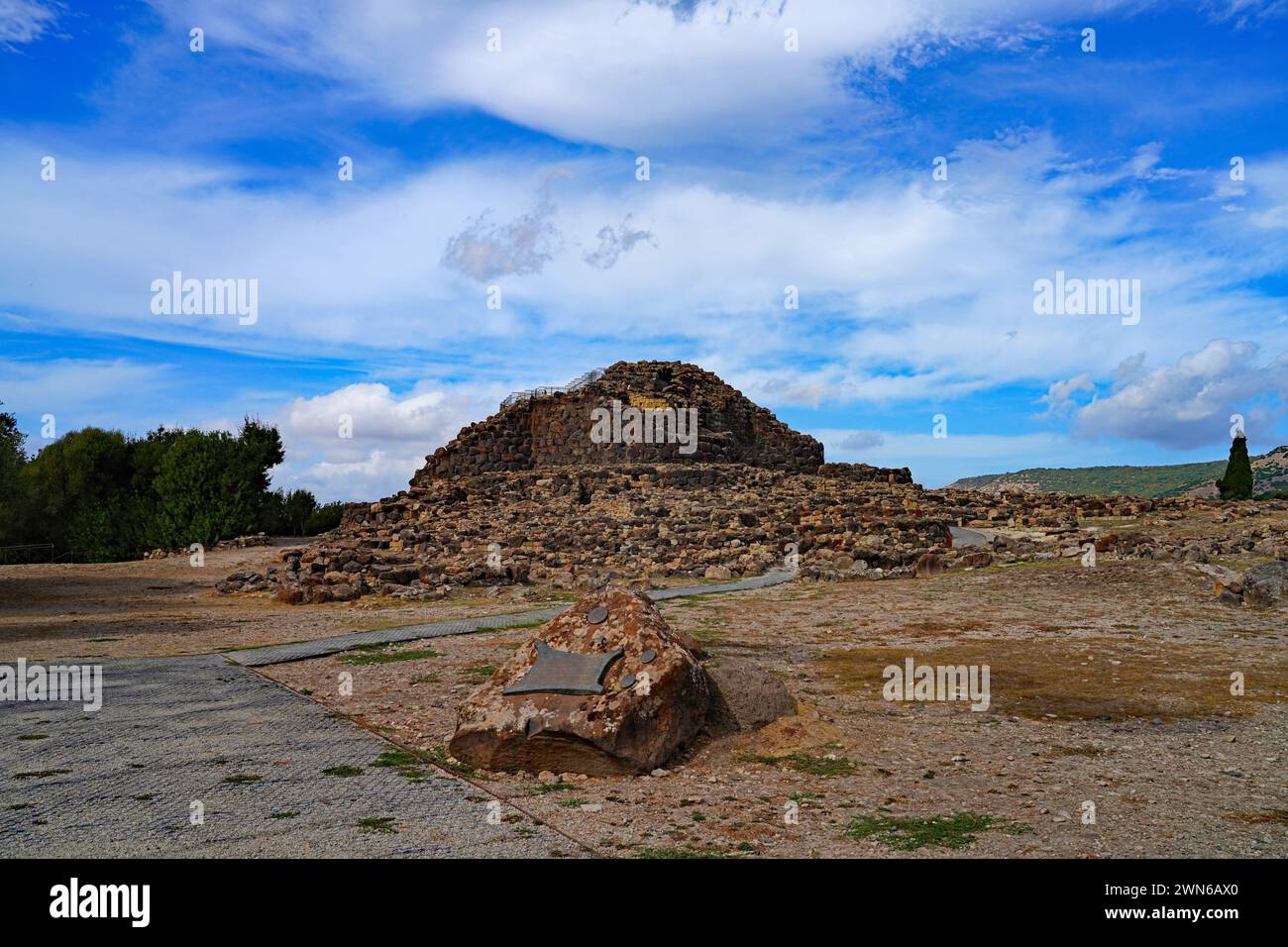 BARUMINI, ITALY -19 OCT 2023- View of Su Nuraxi di Barumini in Sardinia ...