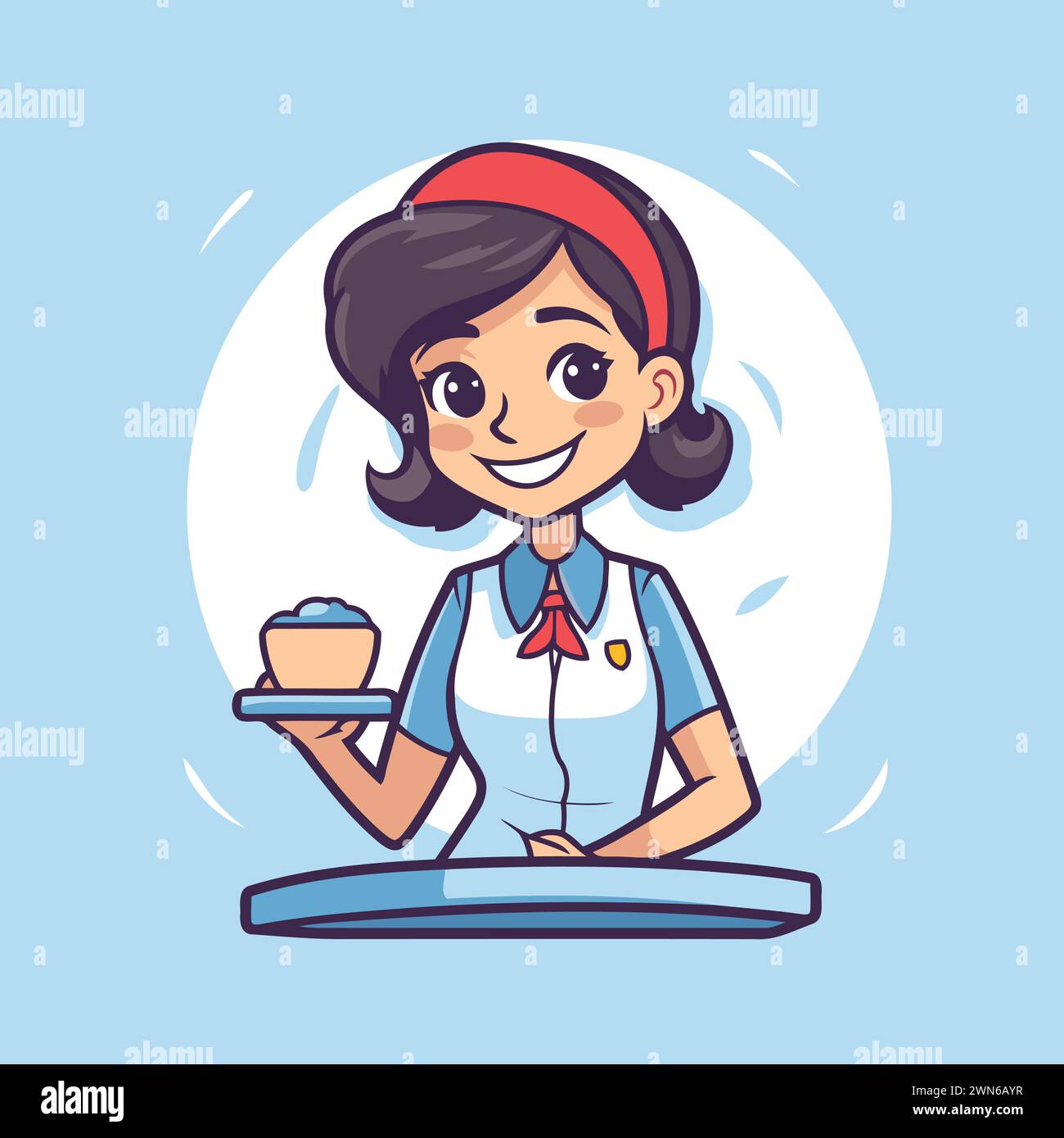 Happy waitress Stock Vector Images - Alamy