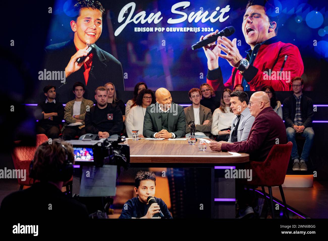 AMSTERDAM - Jan Smit receives an Edison Pop Oeuvre Prize from his son ...