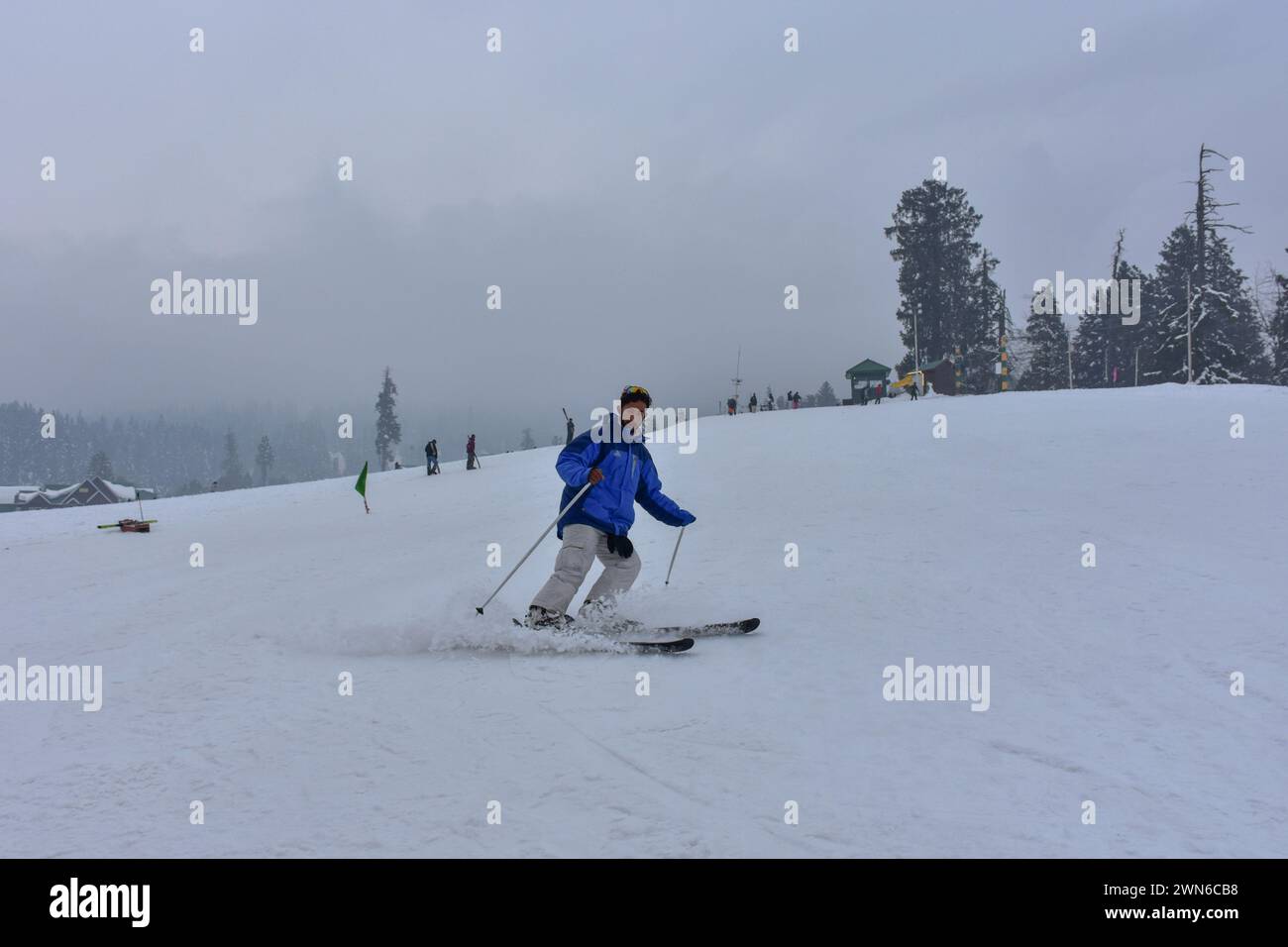A skier is seen in action at the Gulmarg ski-resort, about 55kms from ...