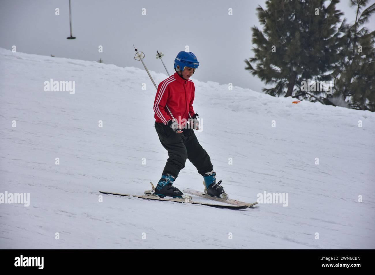 A skier is seen in action at the Gulmarg ski-resort, about 55kms from ...