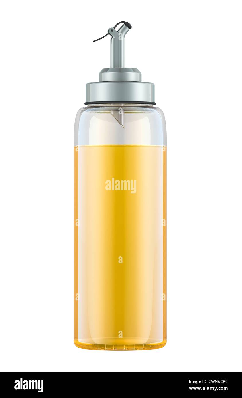 Glass Oil Dispenser Bottle with Stainless Steel Spout, 3D rendering ...