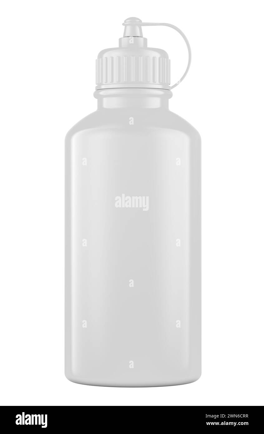 White Squeeze Bottle with Nozzle Cap. 3D rendering isolated on white ...