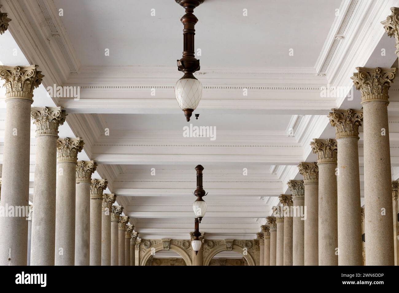 Mill Colonade, Neo-Renaissance structure with Corinthian columns in spa ...