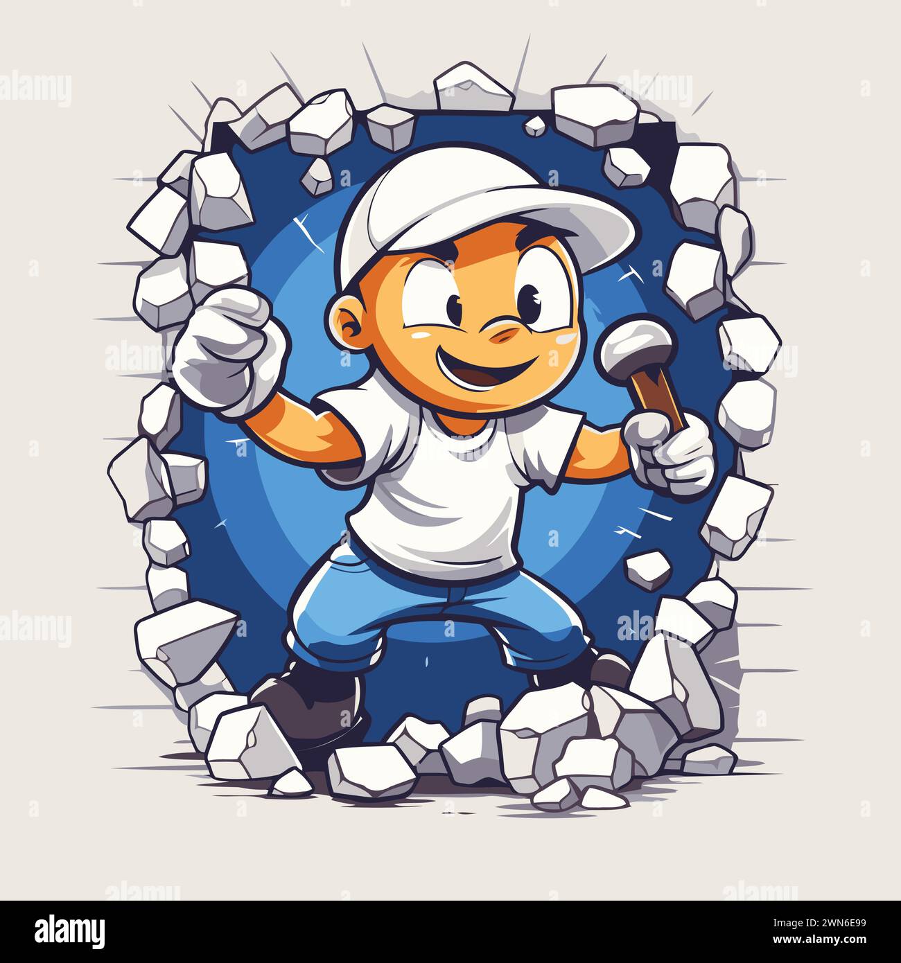 Breaking through wall Stock Vector Images - Alamy