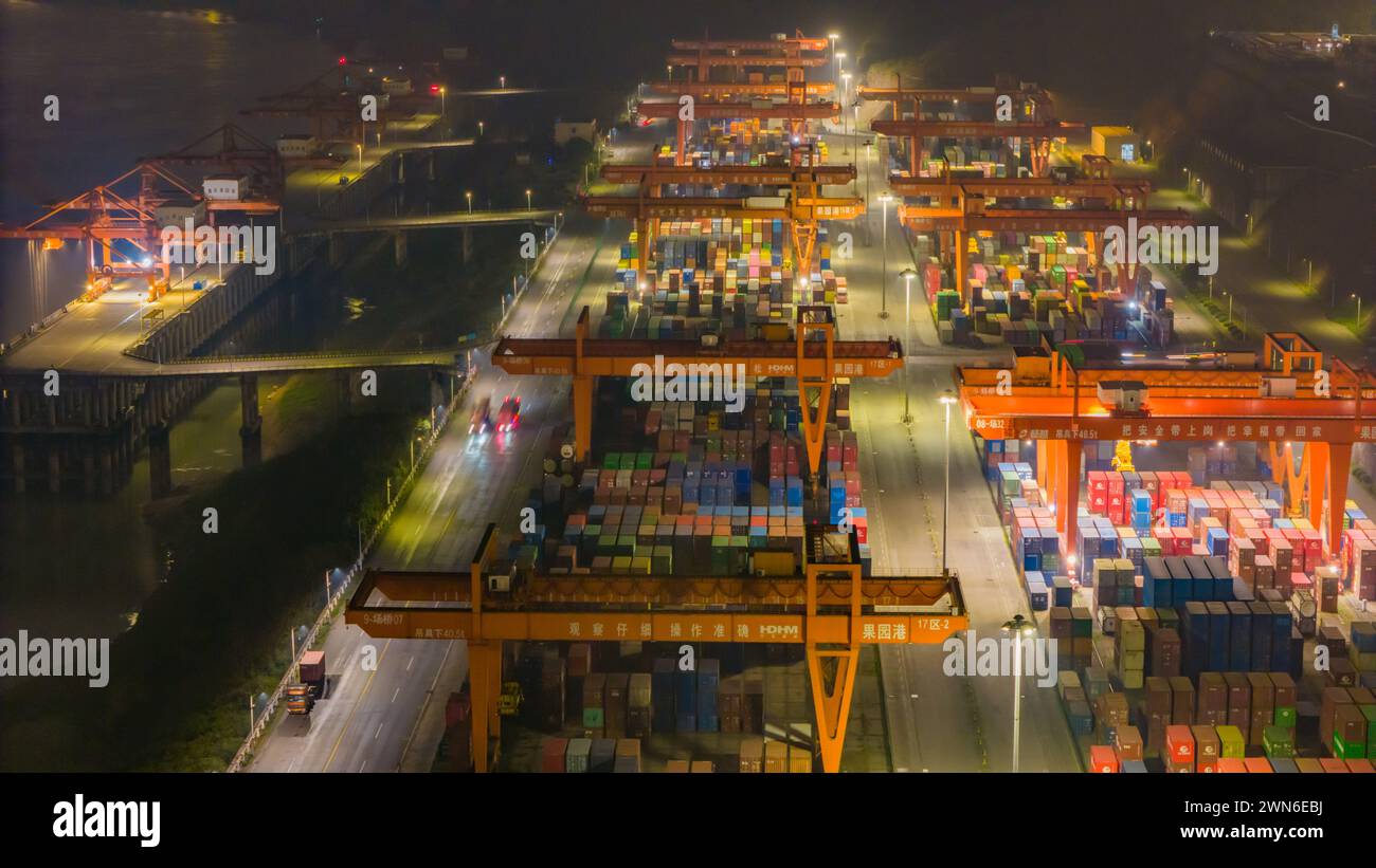 CHONGQING, CHINA - FEBRUARY 29, 2024 - The Guoyuan Port Container ...