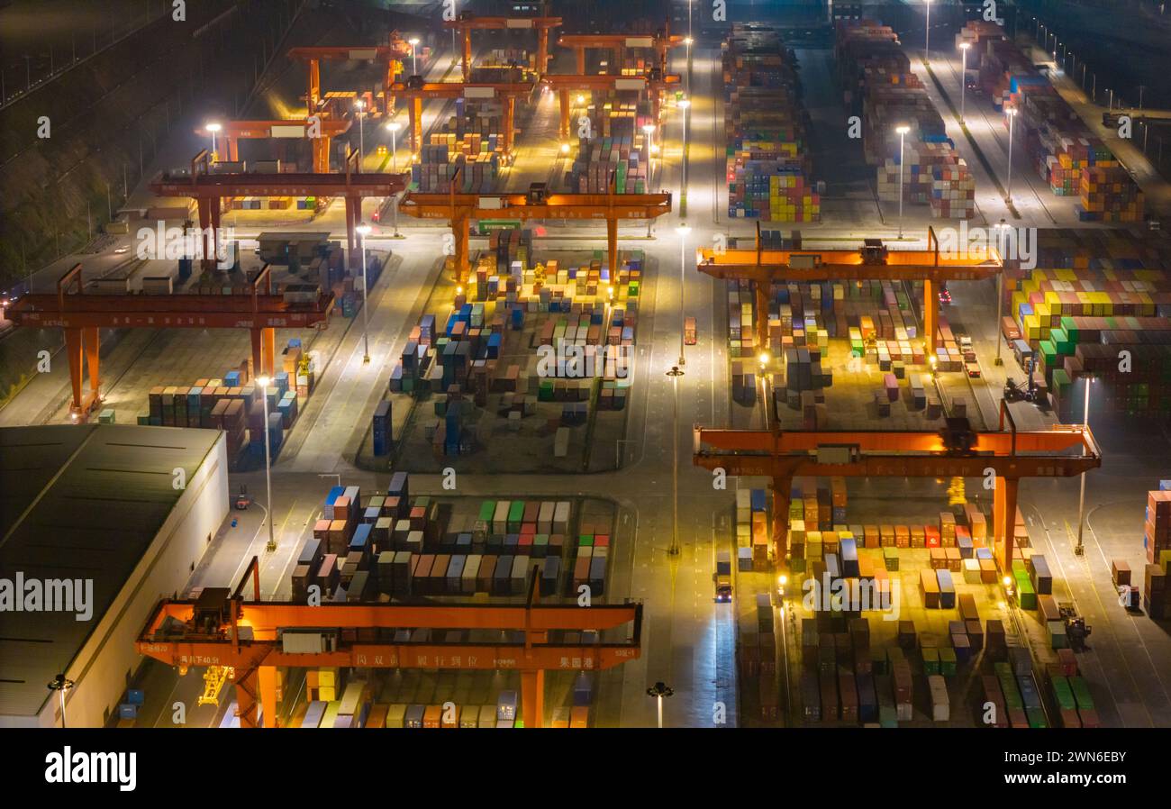 CHONGQING, CHINA - FEBRUARY 29, 2024 - The Guoyuan Port Container ...