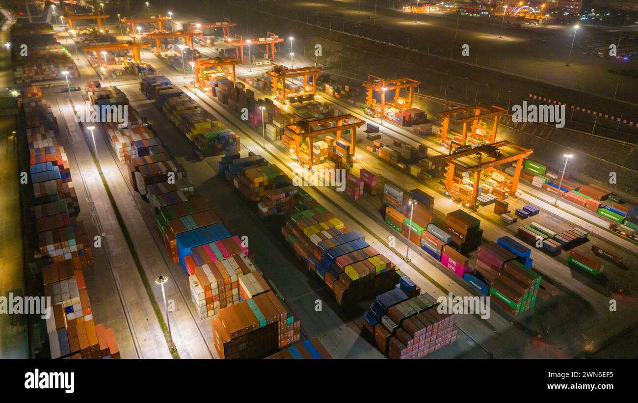 CHONGQING, CHINA - FEBRUARY 29, 2024 - The Guoyuan Port Container ...