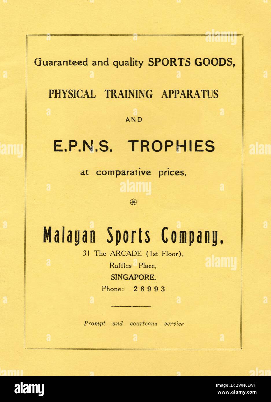 Vintage Advertisement by Malayan Sports Company for Sports Goods ...