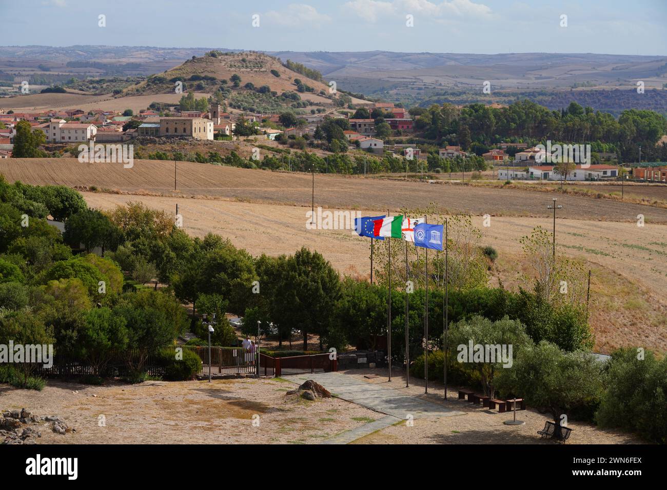 BARUMINI, ITALY -19 OCT 2023- View of Su Nuraxi di Barumini in Sardinia ...
