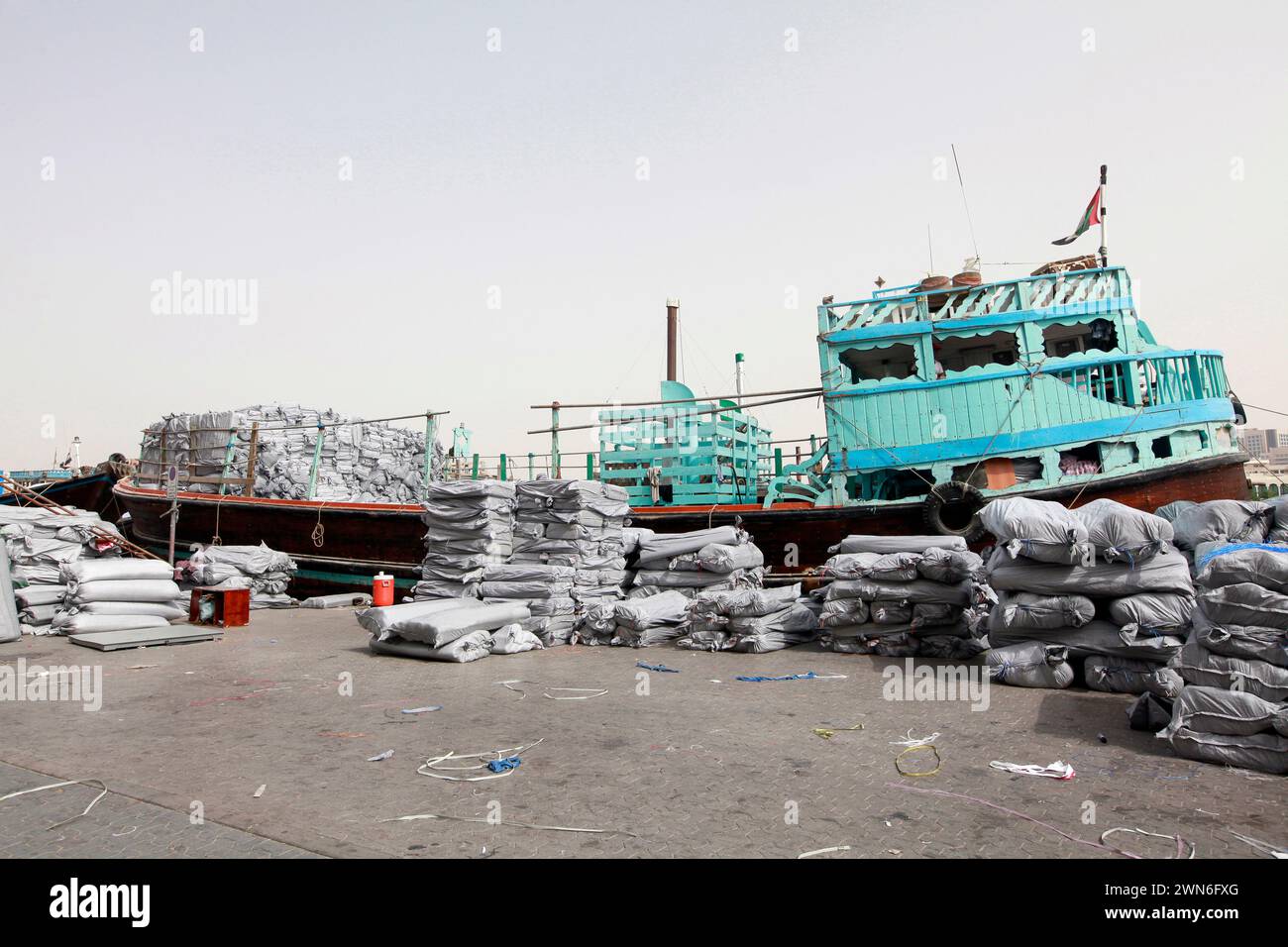 traditional cargo transport in Dubai creek, United Arab Emirates Stock ...