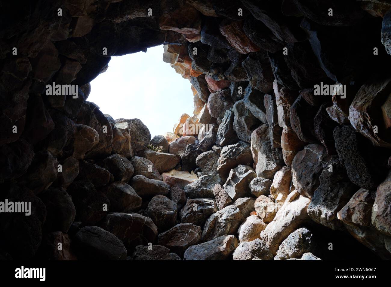 BARUMINI, ITALY -19 OCT 2023- View of Su Nuraxi di Barumini in Sardinia ...