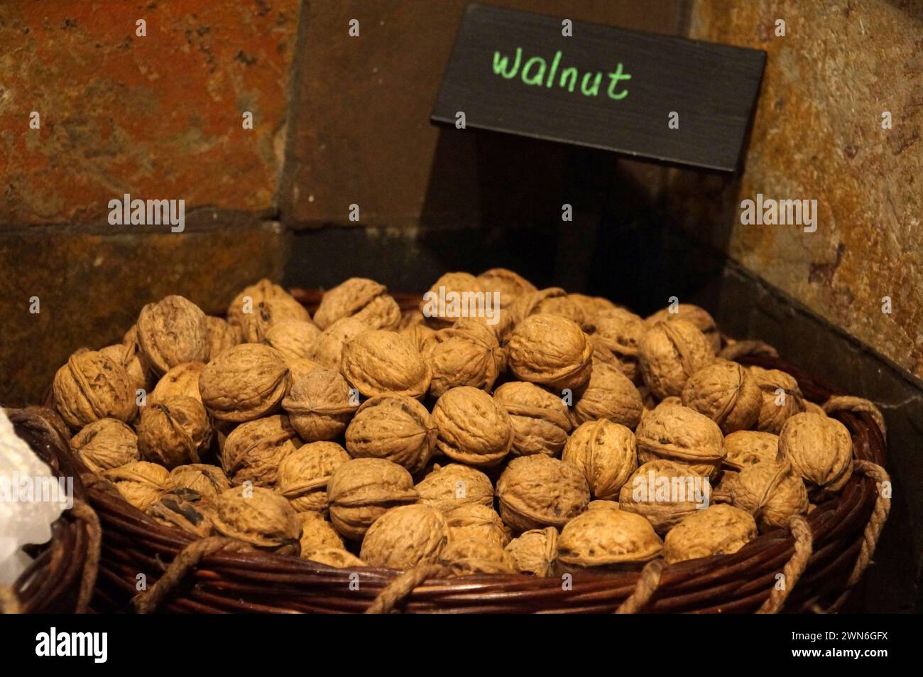 walnut for sale on the arab street market stall. Dubai Spice Souk in ...