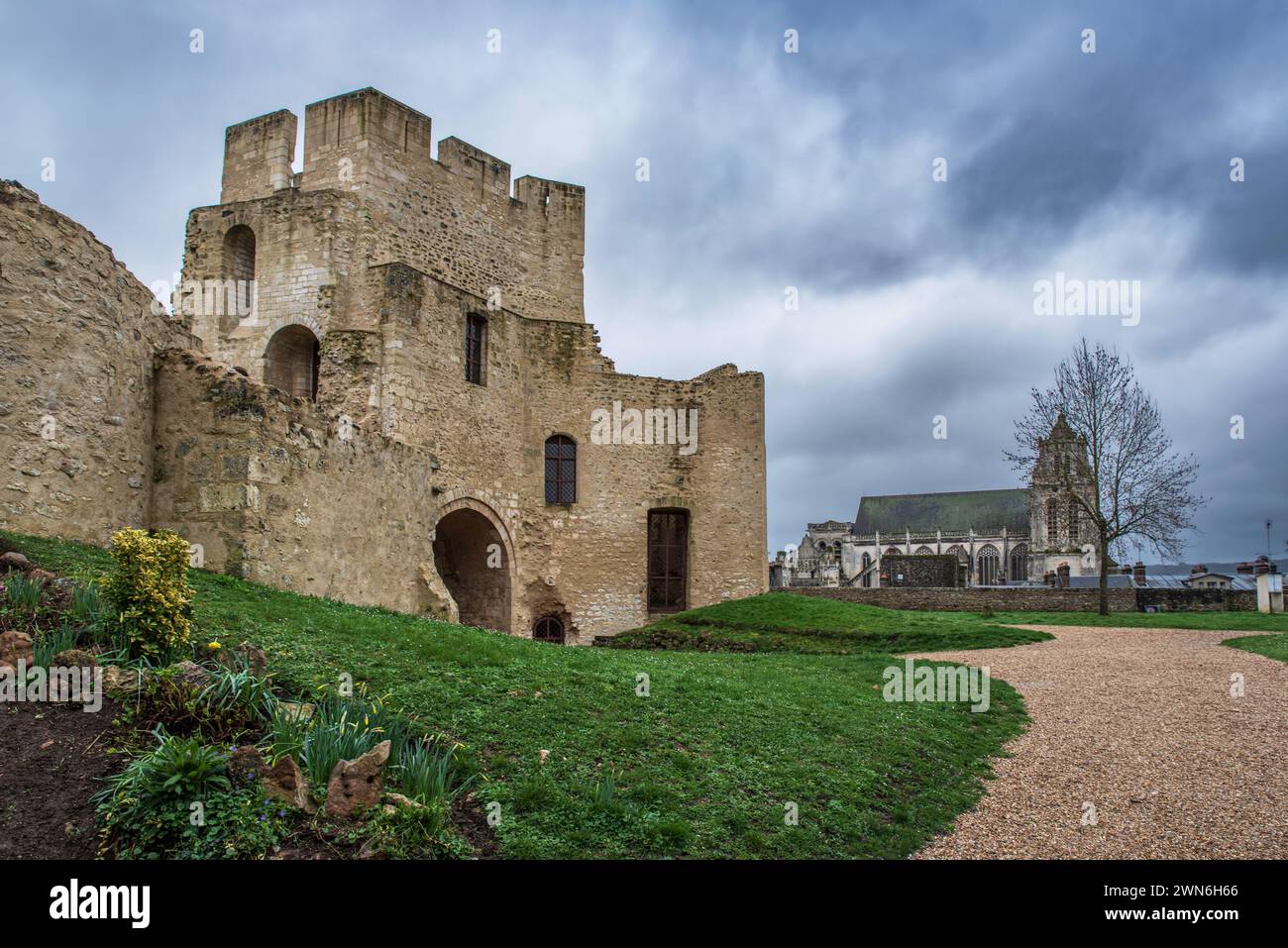 Ancient medieval castle in the town of Gisors in Normandy, France Stock ...
