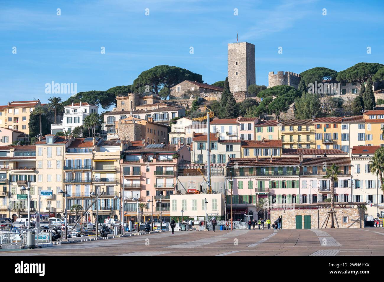 CANNES, FRANCE - JANUARY 29, 2024: Panorama of town of Cannes, Provence ...