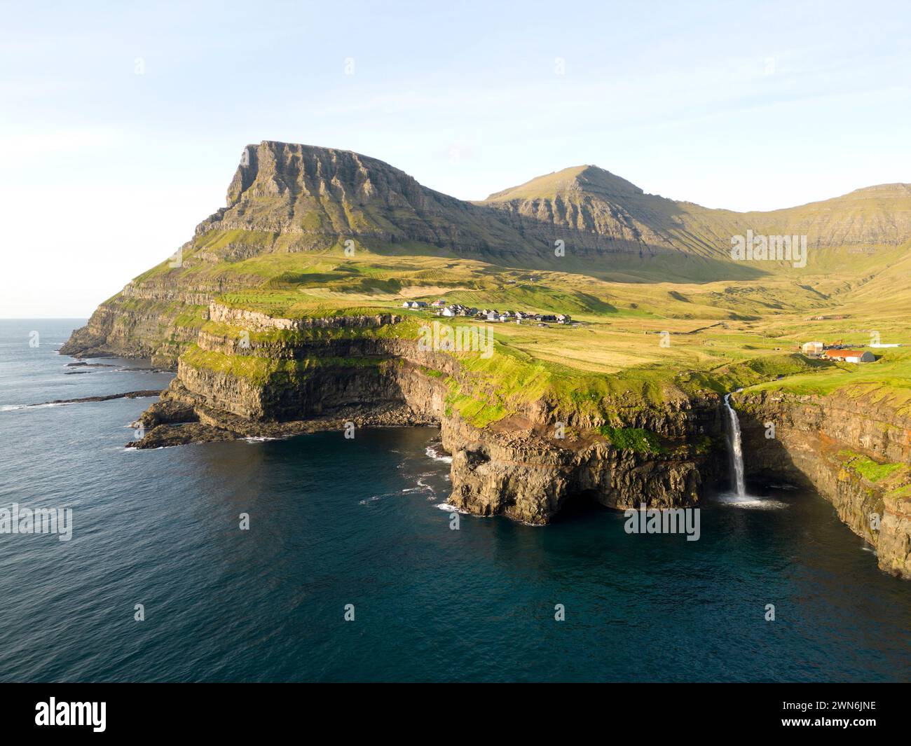 Beautiful landscape scenery of the Faroe islands at Gasadalur Stock ...