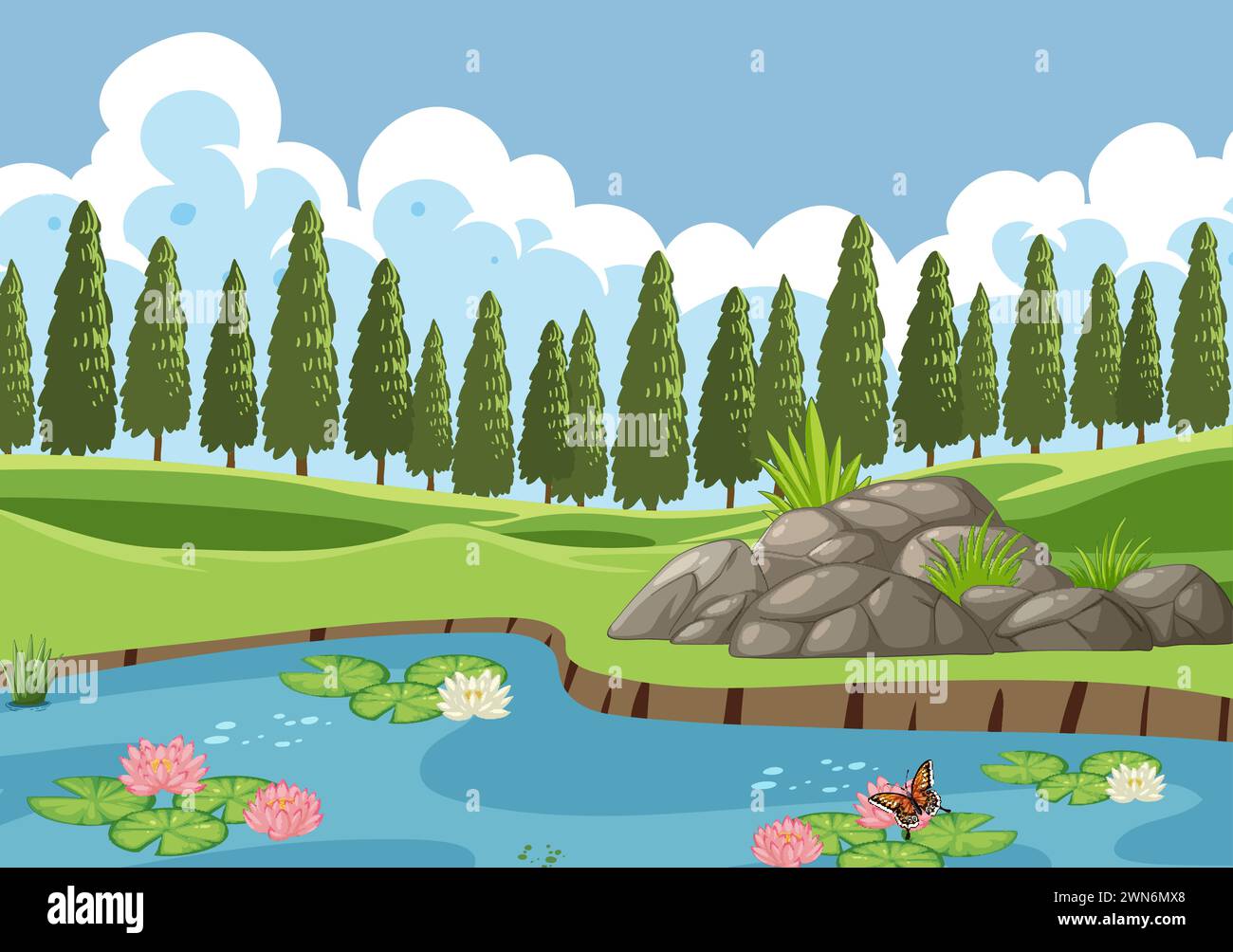 Vector illustration of a peaceful nature scene Stock Vector Image & Art ...