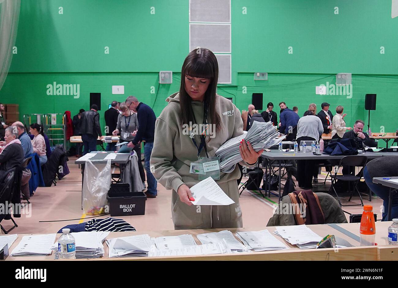 Votes being counted at Rochdale Leisure Centre, for the Rochdale by ...