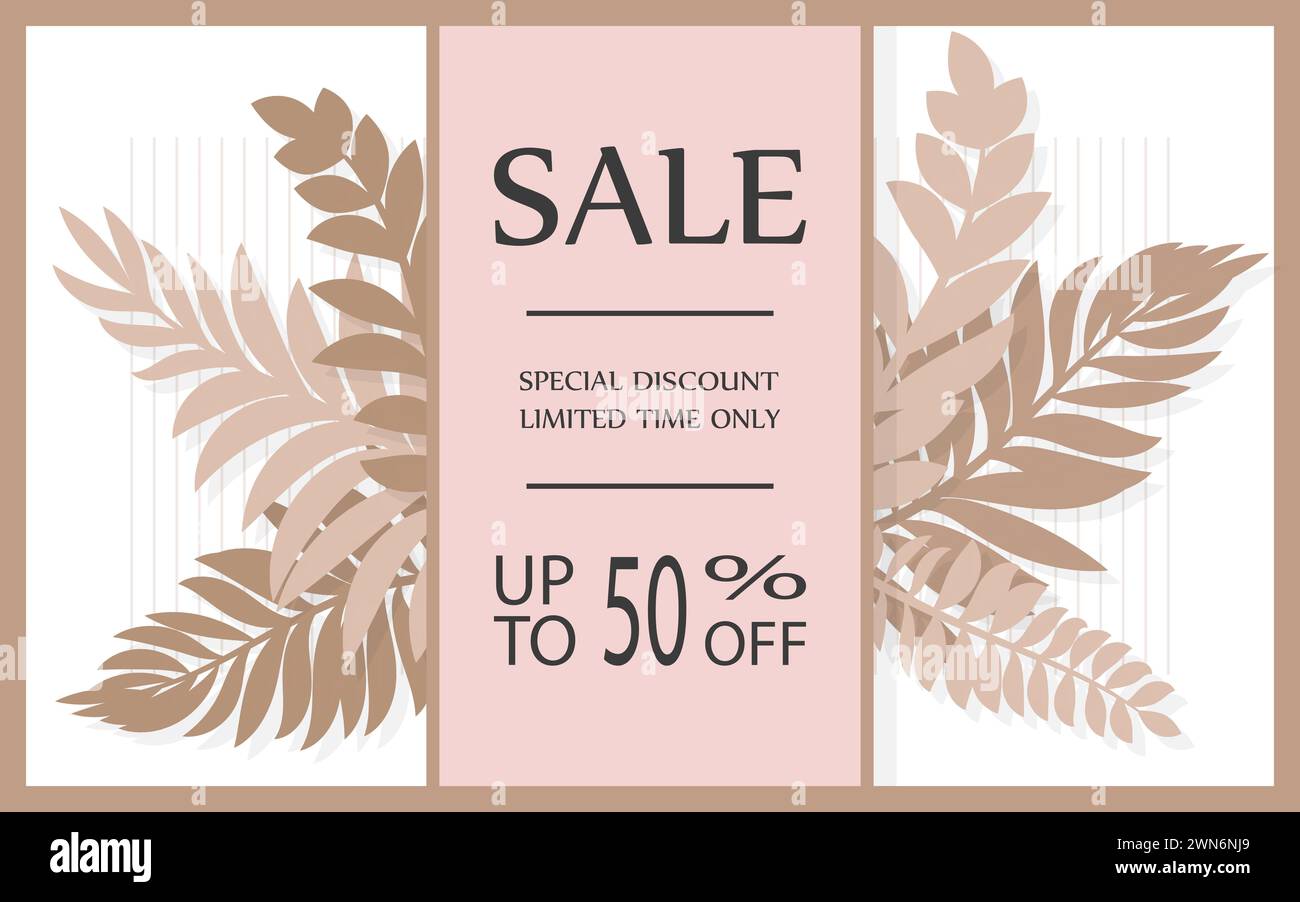 botanical design with tropic jungle leaves, exotic plant. sale ...