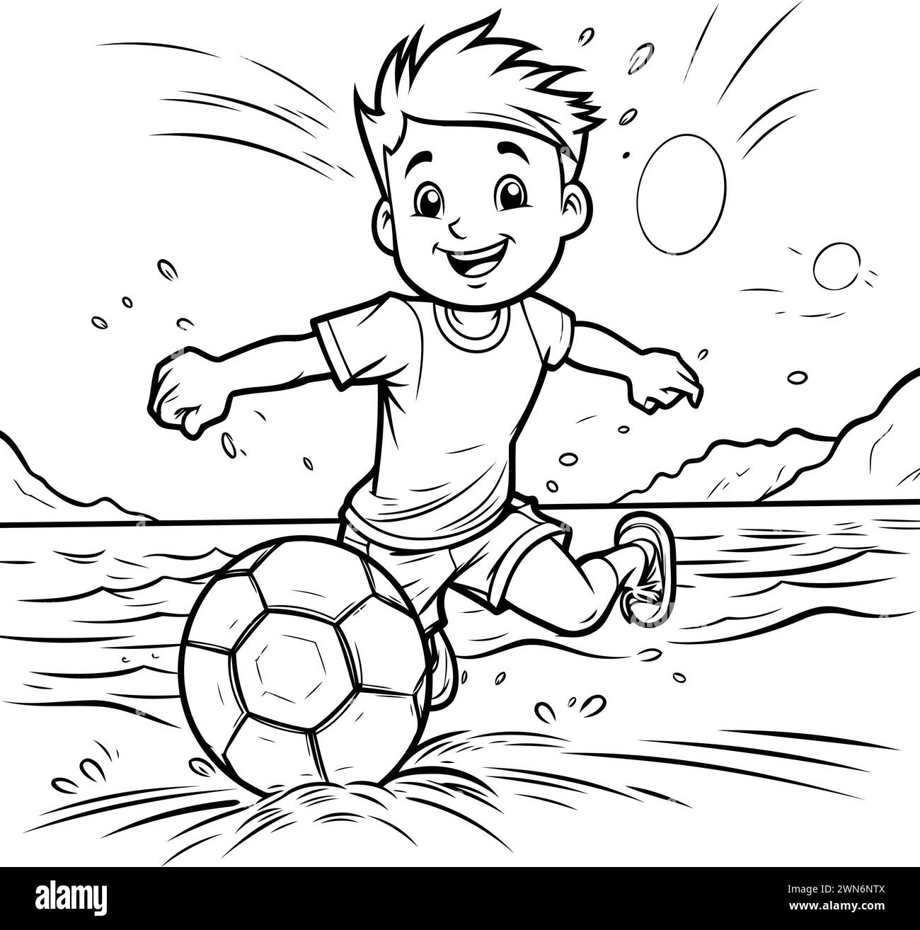 Child playing football Black and White Stock Photos & Images - Alamy