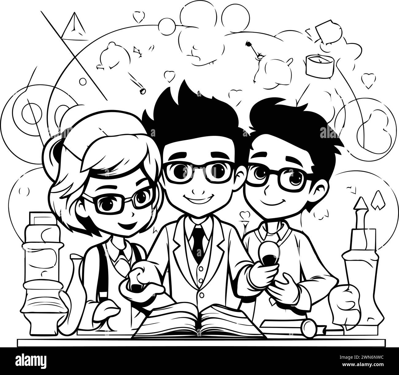 Students group study classroom Black and White Stock Photos & Images ...