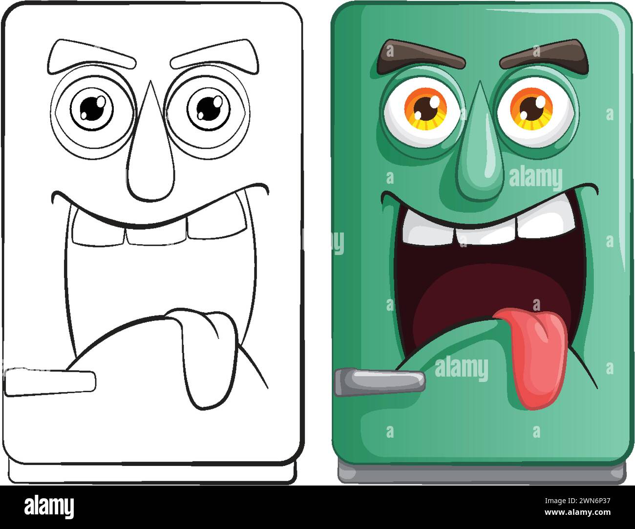 Two cartoon smartphones showing different expressions Stock Vector ...