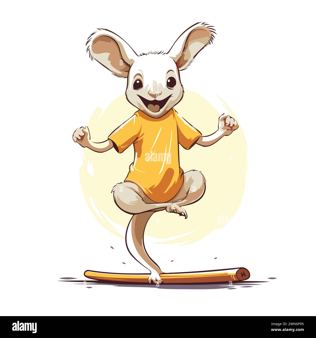 Kangaroo riding a skateboard. Cartoon vector illustration isolated on ...