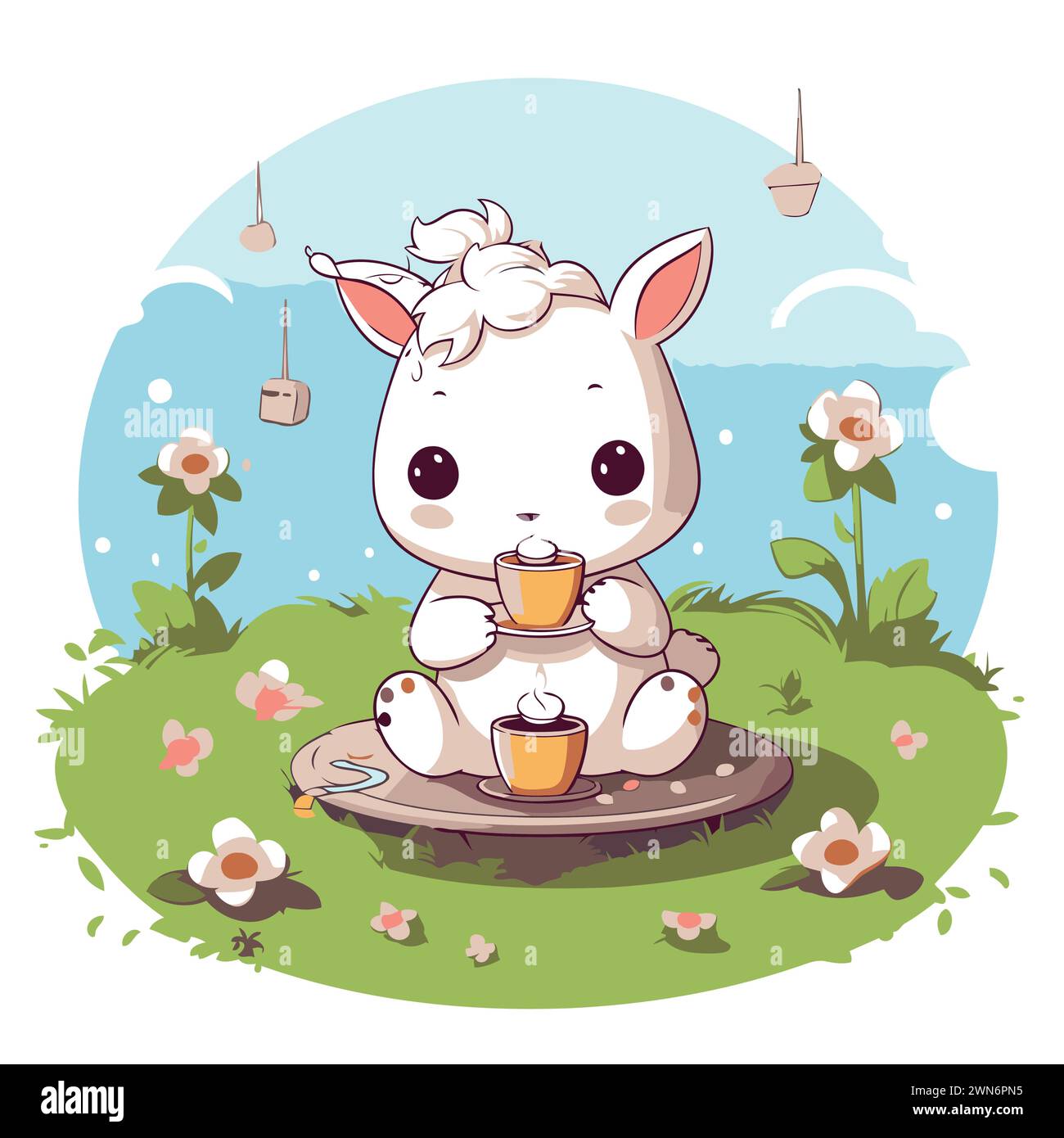 Cute animal drinking Stock Vector Images - Alamy
