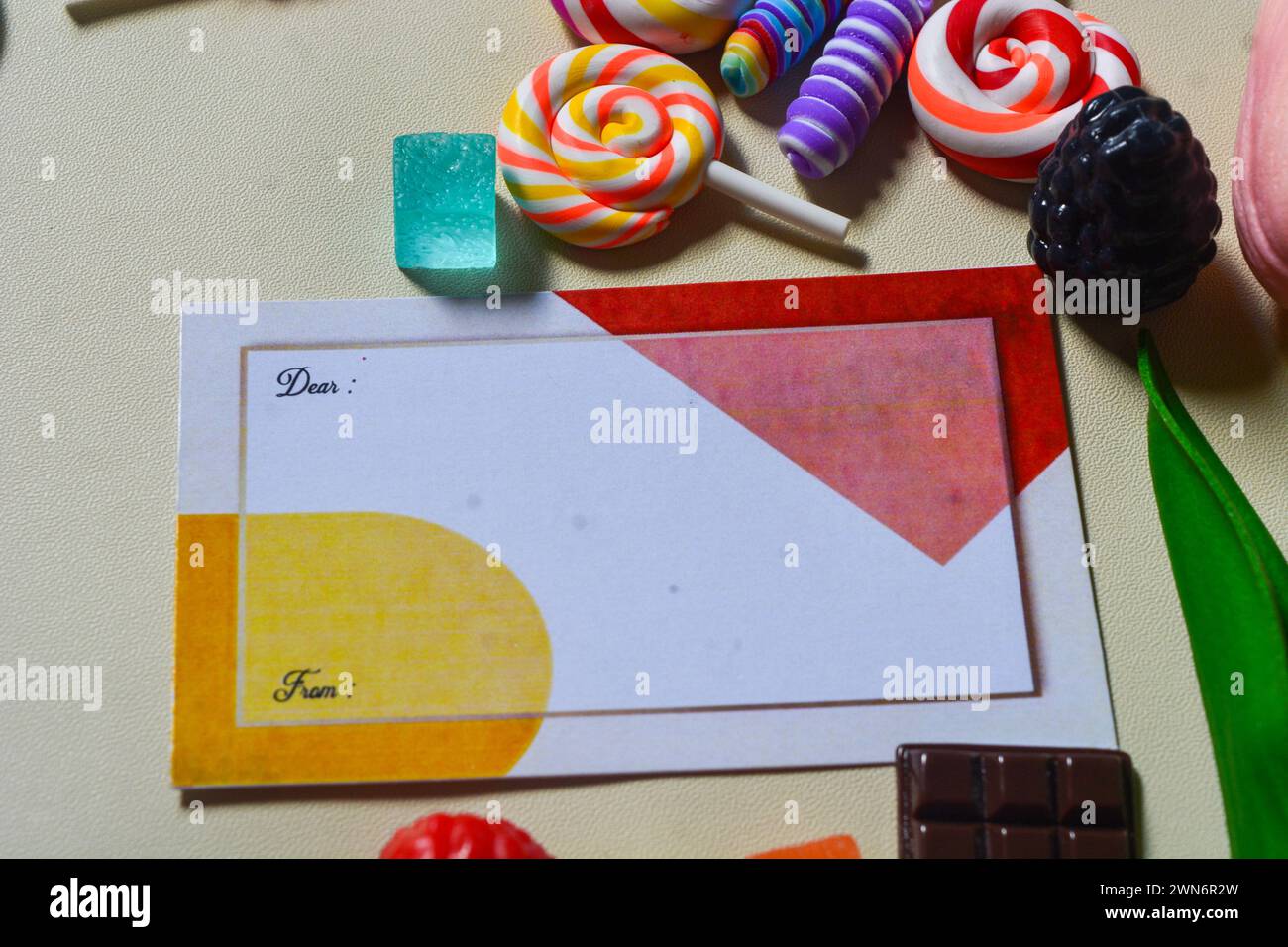 Photocopy space for greeting cards with frames of candy, chocolate ...