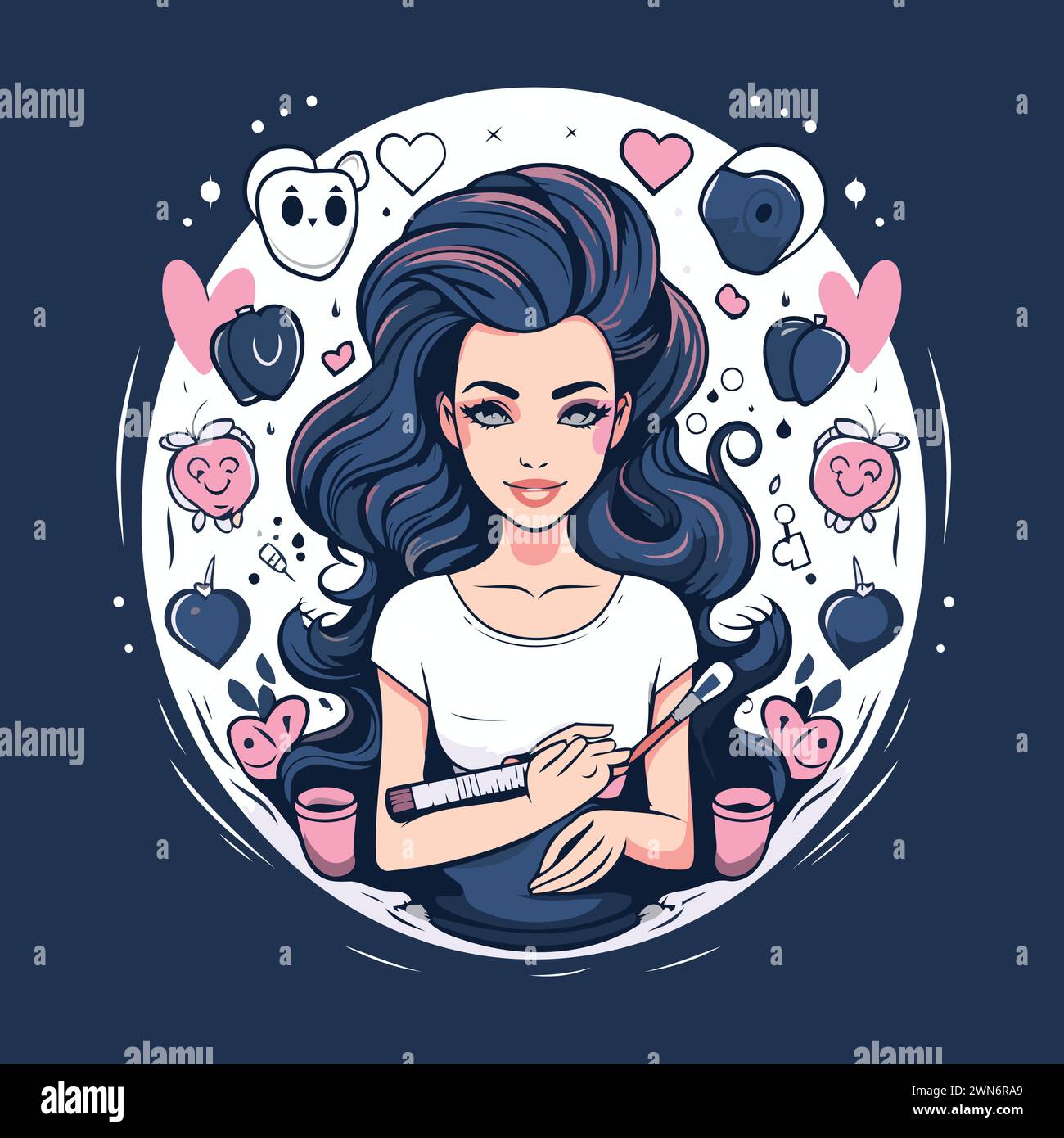 Beautiful Girl In Love Vector Illustration In A Flat Style Stock