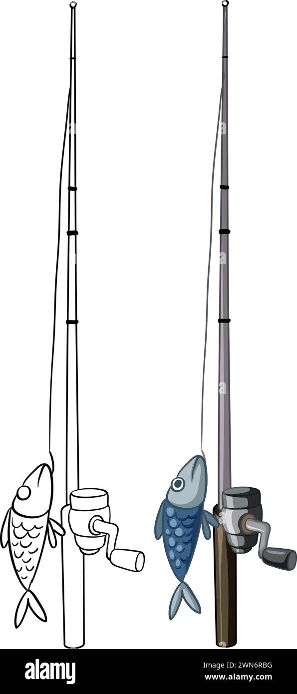 Cartoon fish holding fishing poles, whimsical concept Stock Vector ...