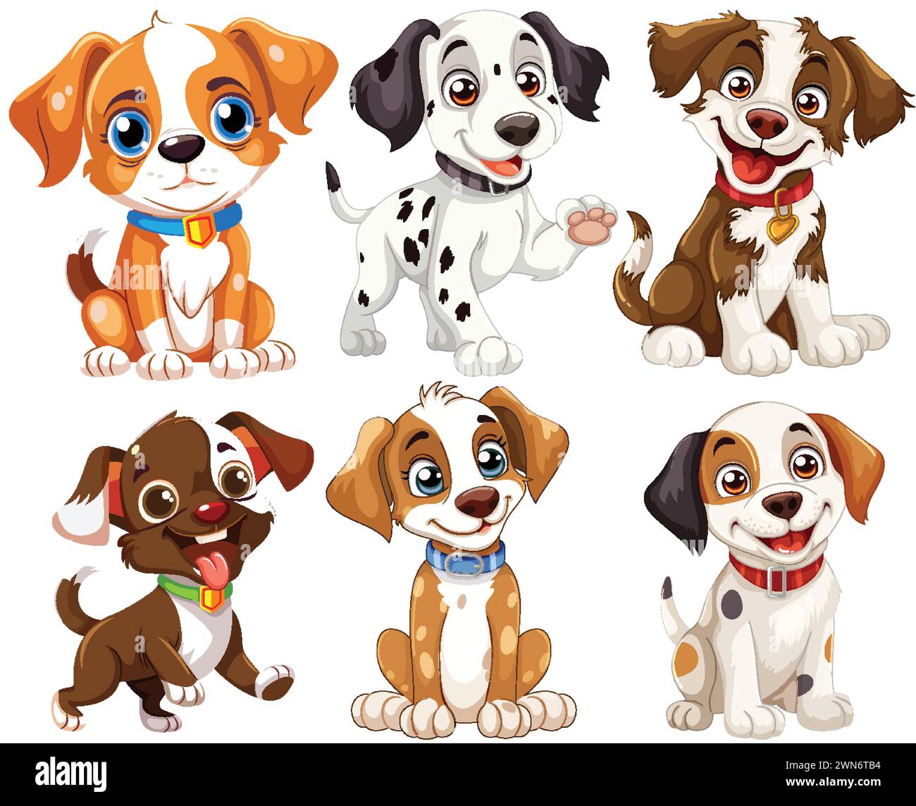 Six cute animated puppies with playful expressions Stock Vector Image & Art - Alamy
